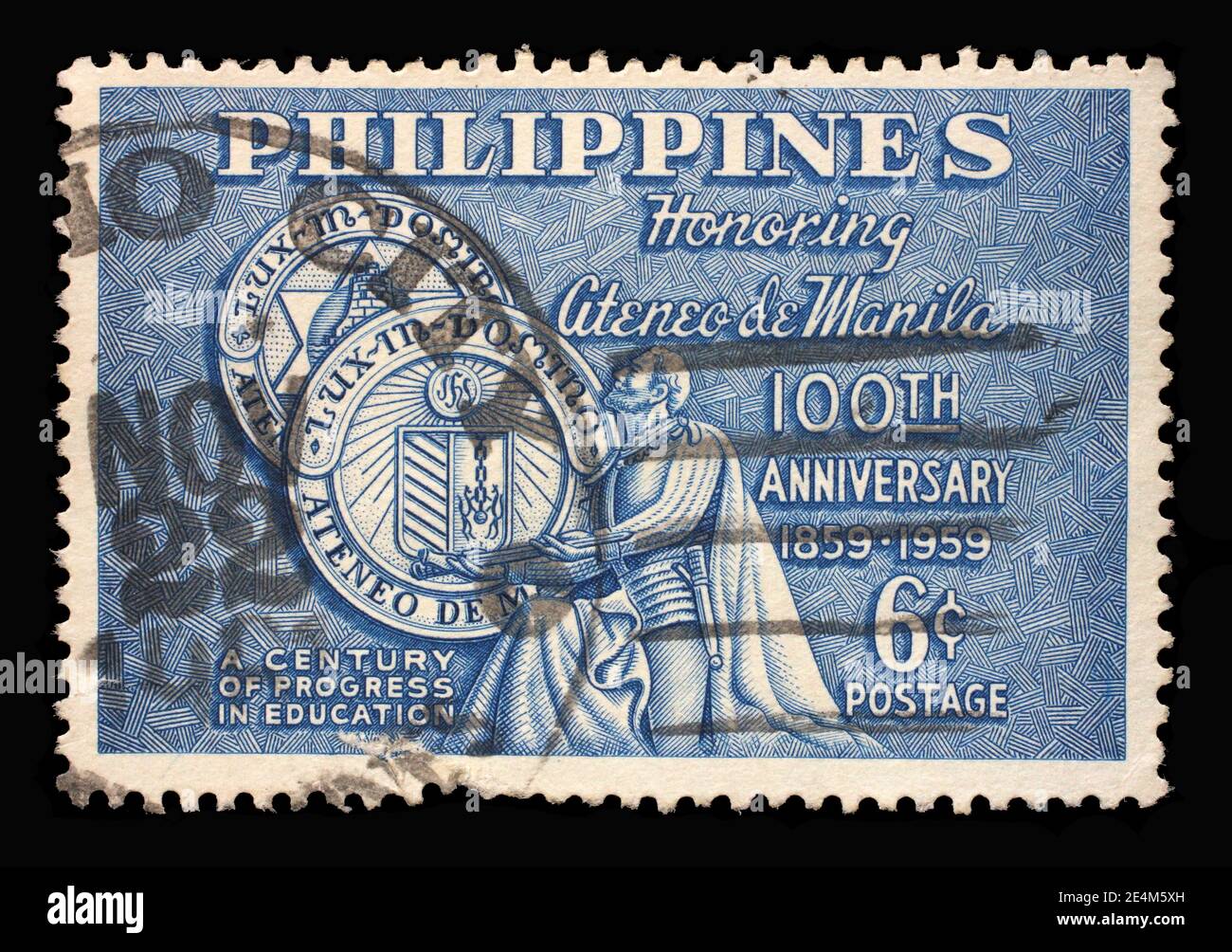Stamp printed in Philippines shows 100th anniversary Ateneo de Manila University, circa 1959 ...