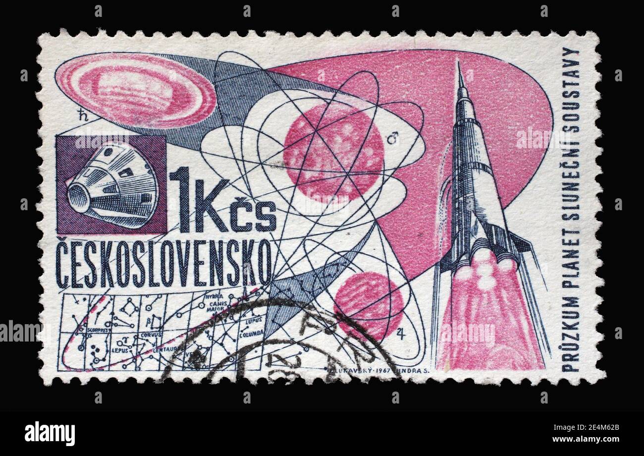 Vintage rocket stamp hi-res stock photography and images - Alamy