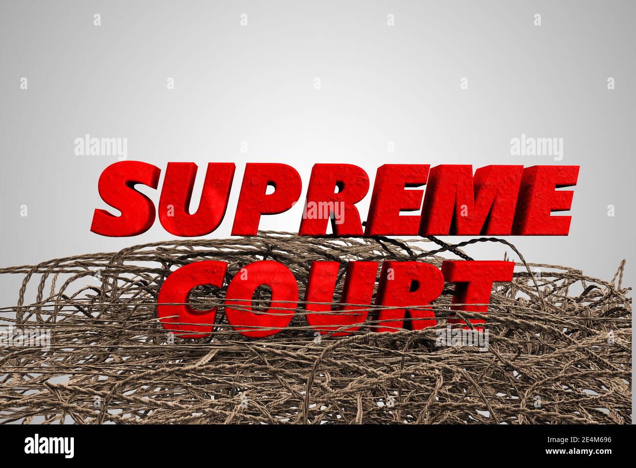 Letter Supreme court with a complex rope demonstrating government law ...
