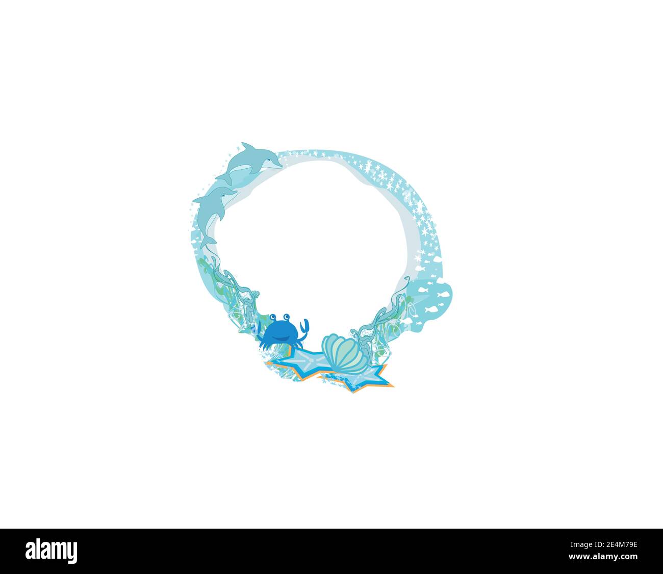 decorative Sea Frame with dolphins and a cheerful crab Stock Vector ...