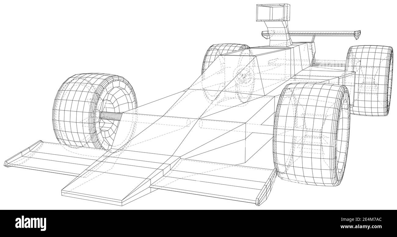 Racing car. Wire-frame. EPS10 format. Vector rendering of 3d Stock ...
