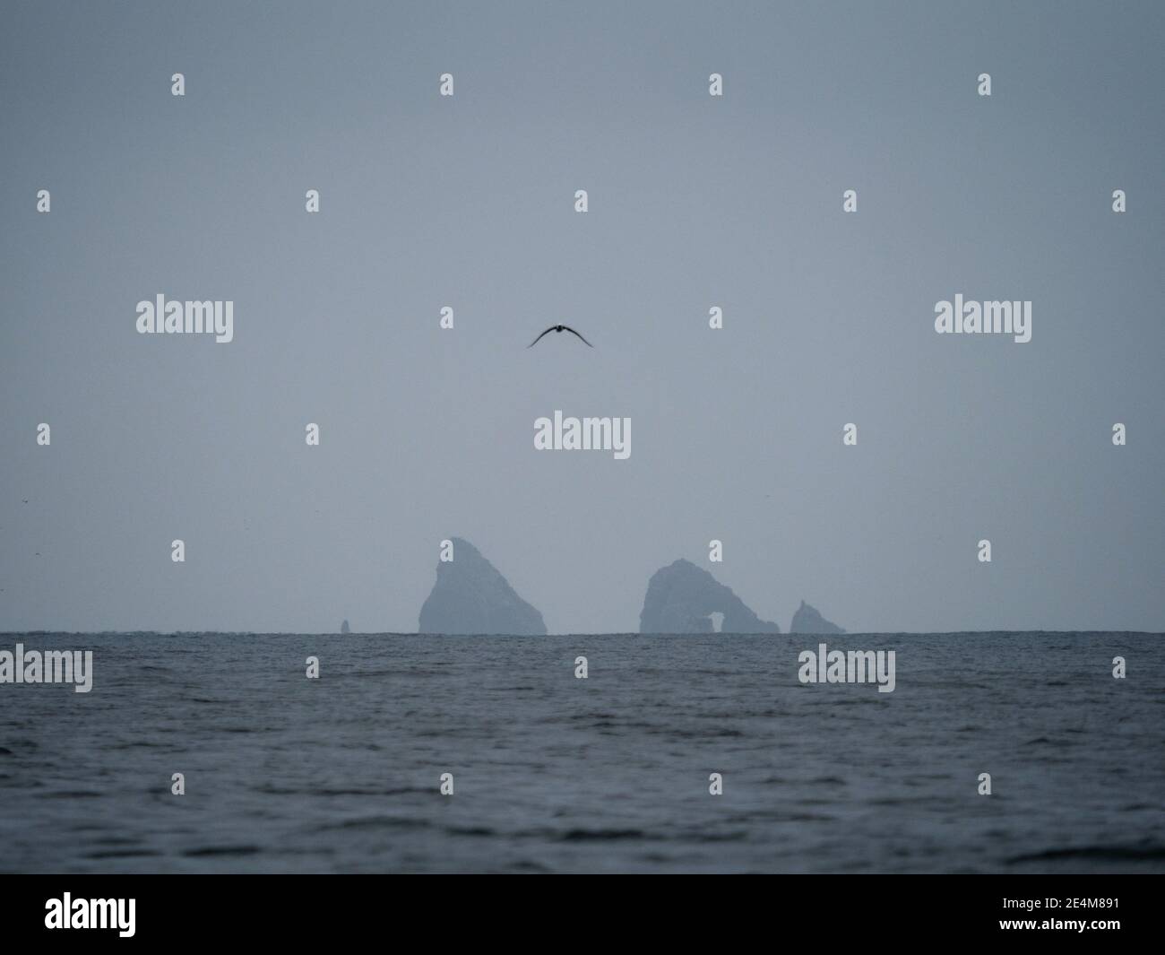 Marine panorama view of Islas Ballestas Islands pacific ocean rock ...