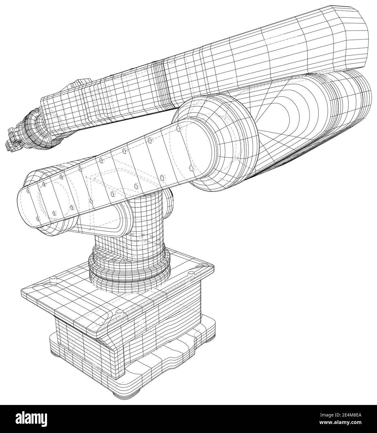 Wire-frame Industrial Robot isolated on white. Vector created of 3d ...