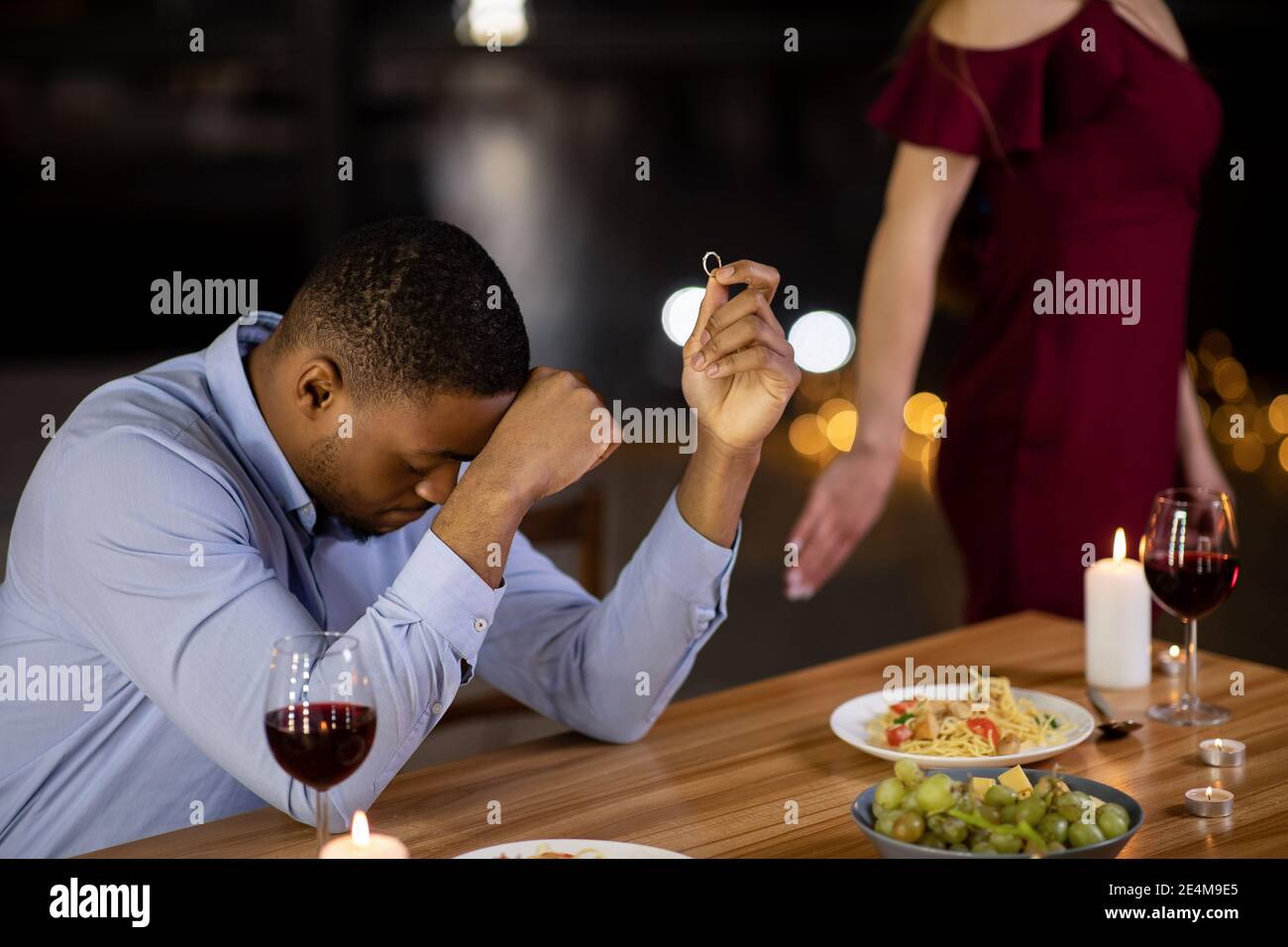 She Said No. Woman Refusing Marriage Proposal From Her Boyfriend And ...