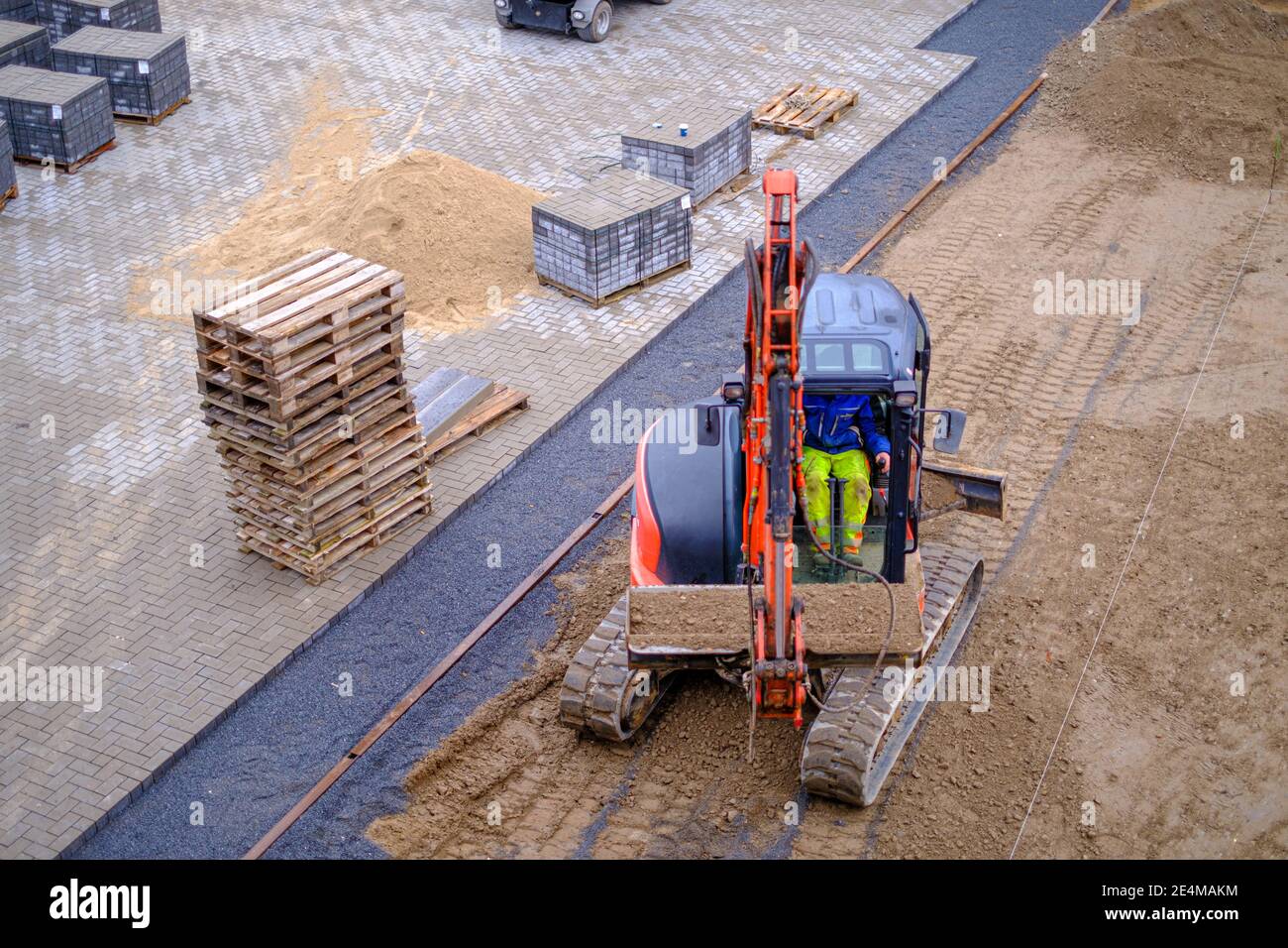a courtyard is paved with paving stones by a civil engineering company ...