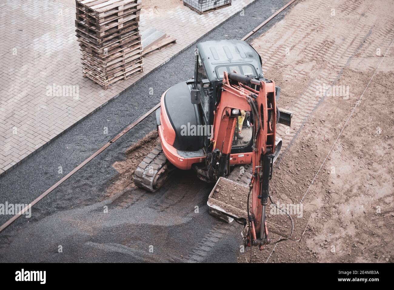 a courtyard is paved with paving stones by a civil engineering company ...