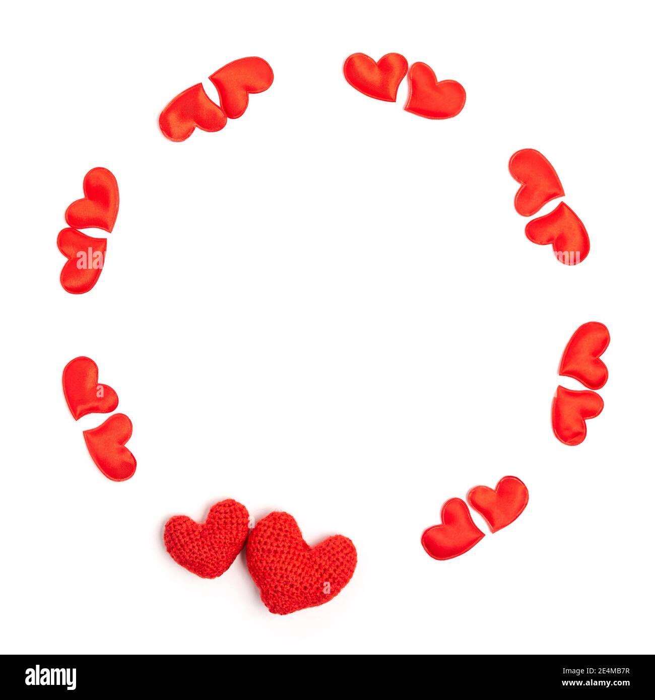Round hearts frame on white background. Valentines day celebration ...