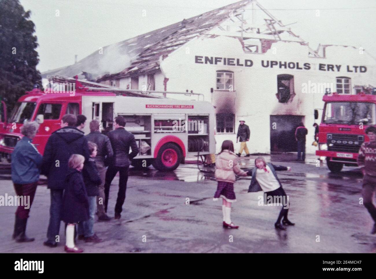 Fire Brigade attending the Enfield Upholstery fire when the factory ...