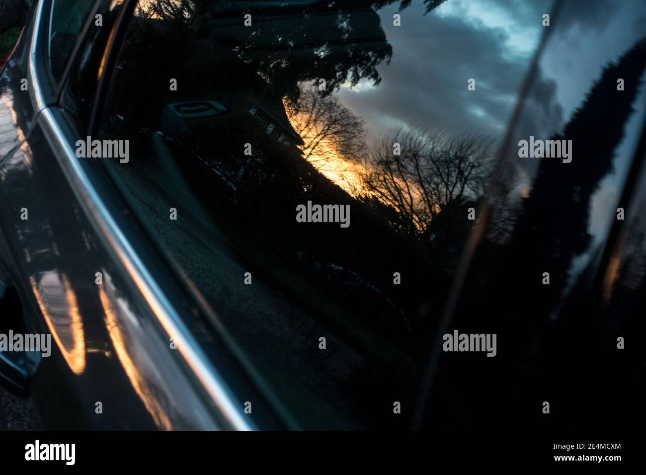 Reflection of twilight at car window hi-res stock photography and ...