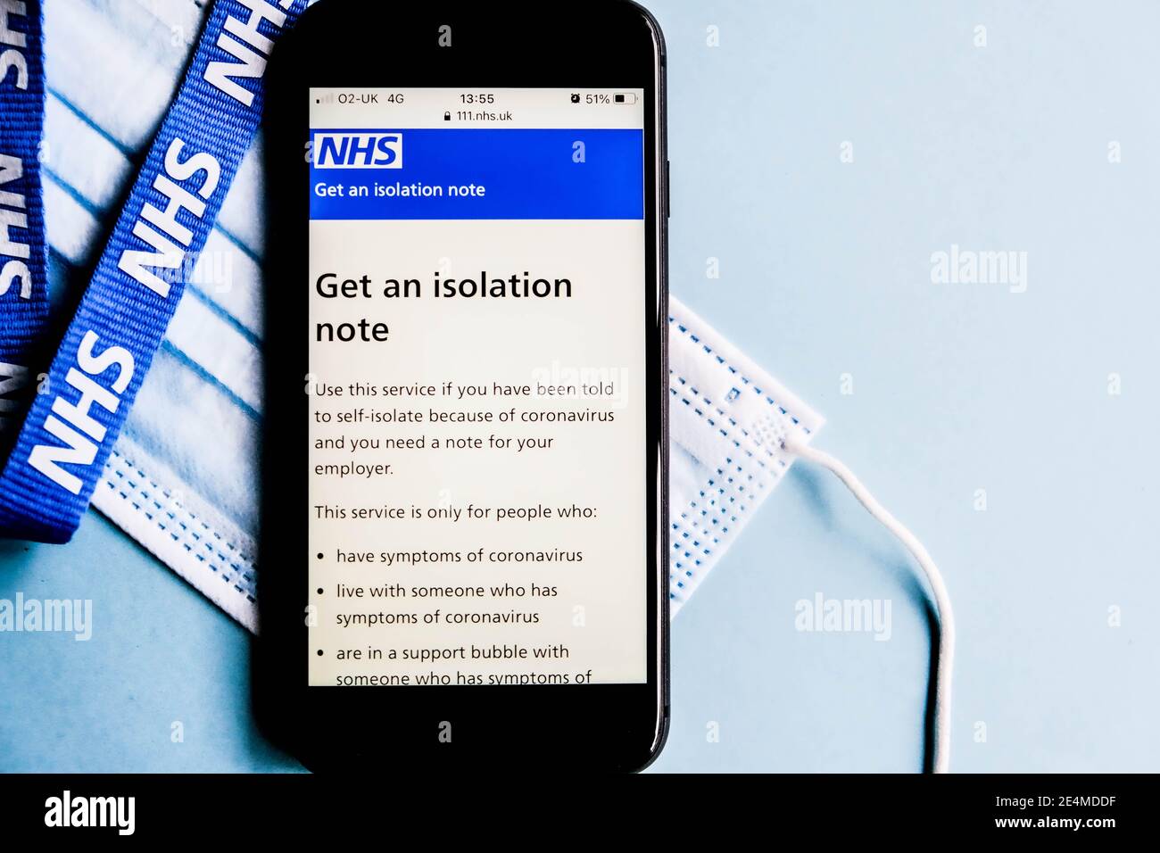 London UK, January 24 2021, Mobile Phone NHS Digital Health Coronavirus ...