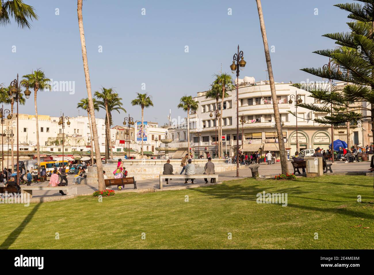 The main square, market and meeting point of Grand Socco in Tangier ...