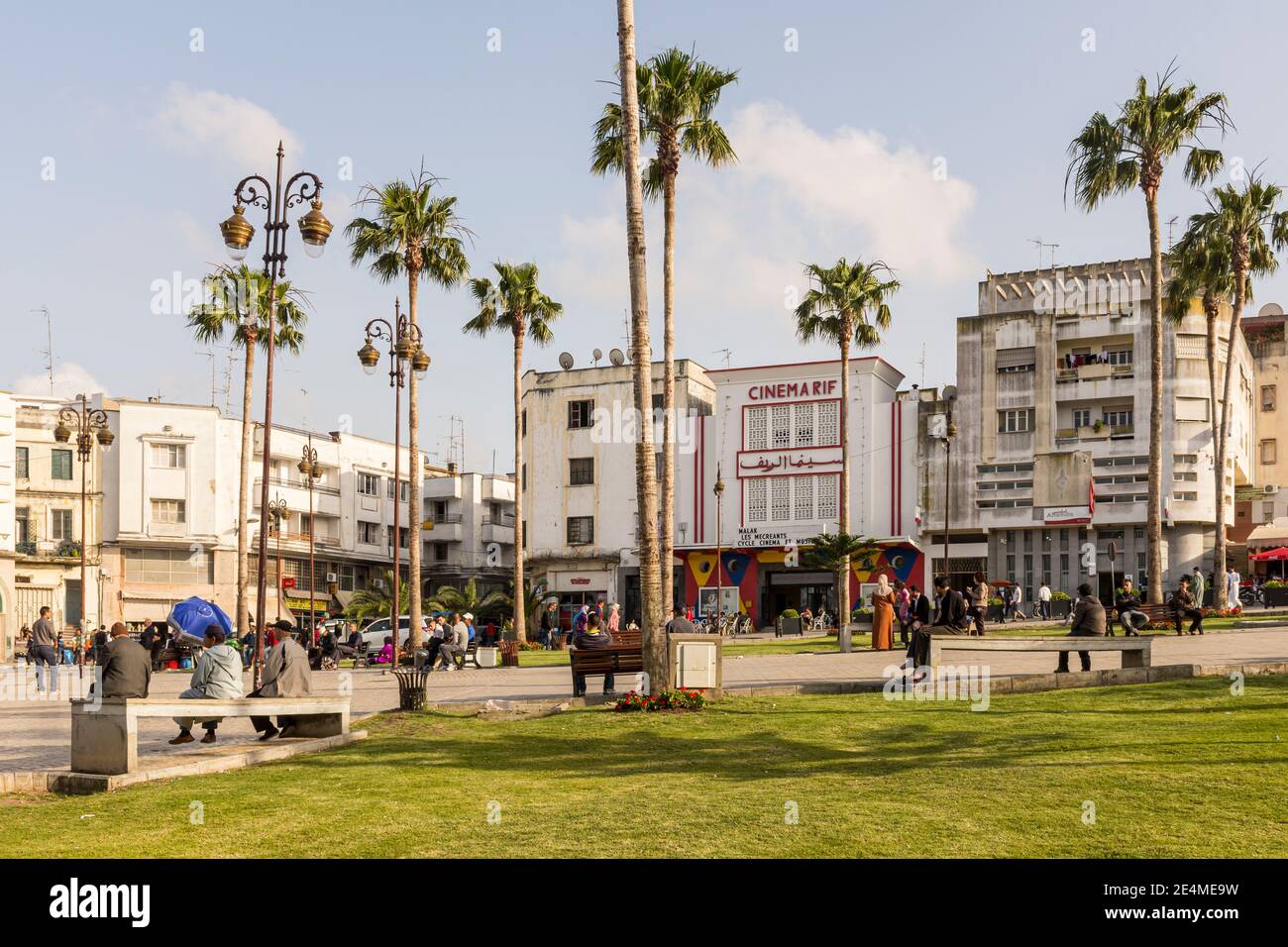 The main square, market and meeting point of Grand Socco in Tangier ...