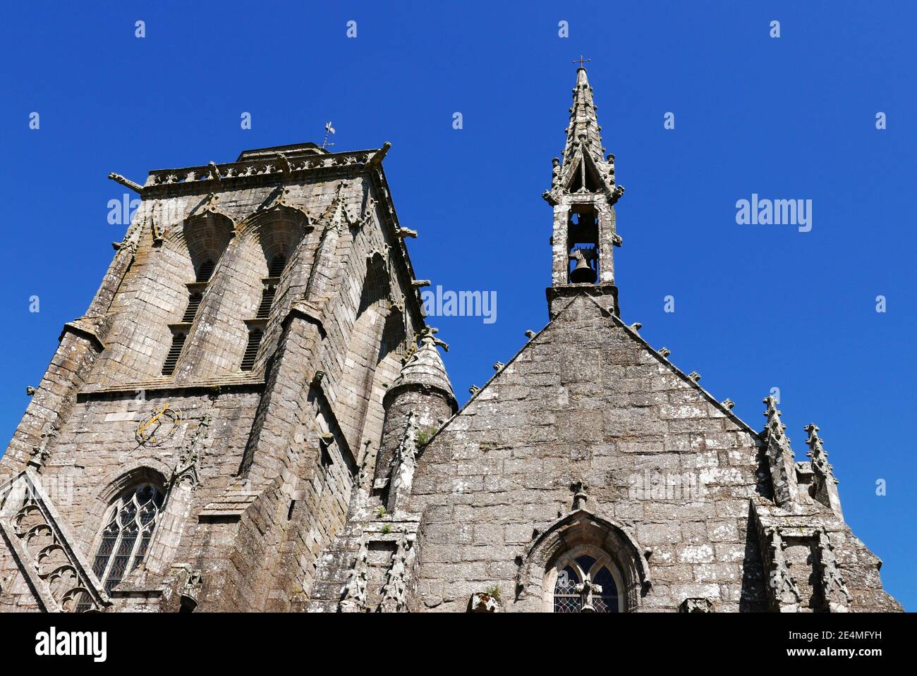 Locronan, St Ronan church and Penity chapel in old village, Finistere ...