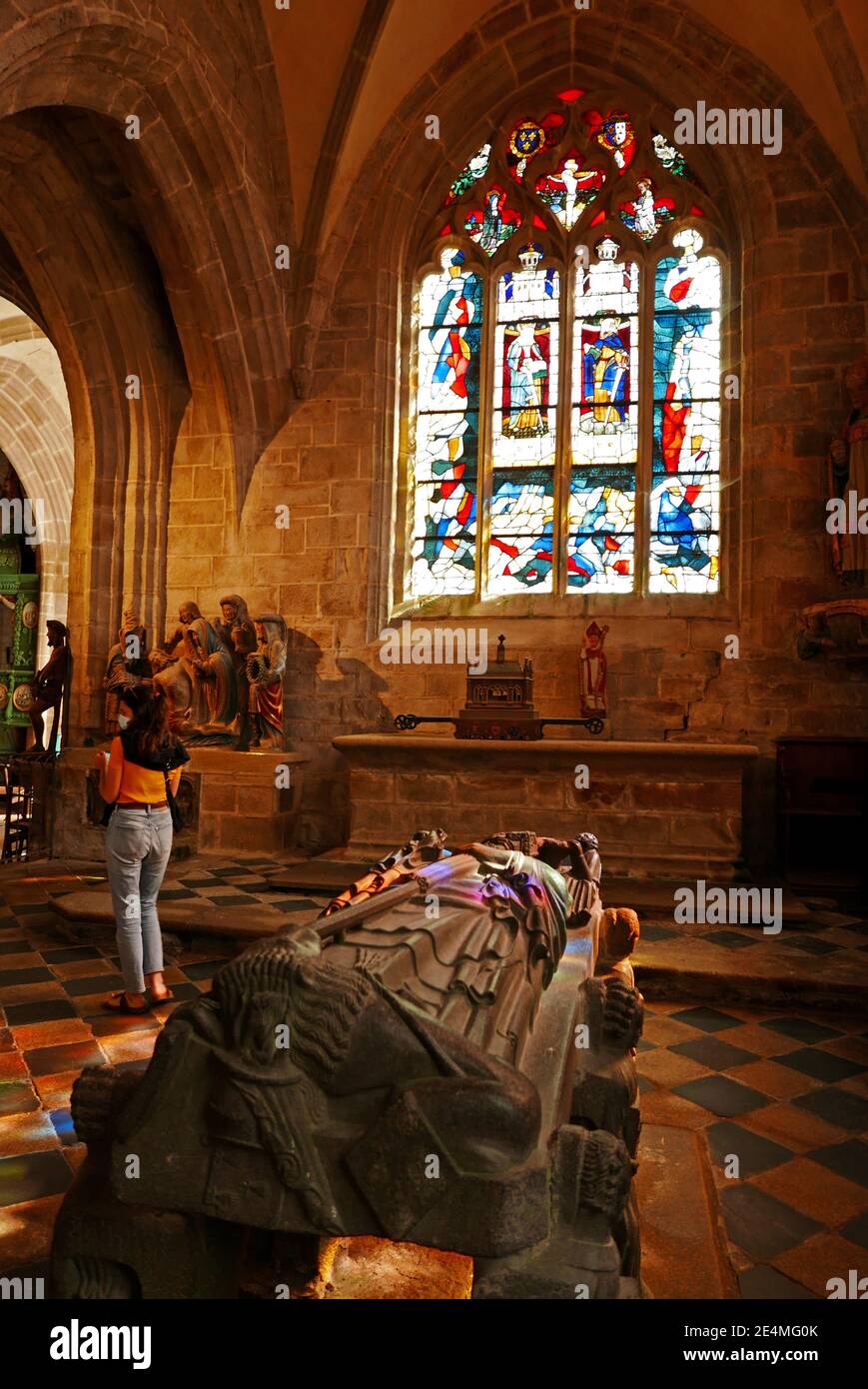 Locronan, Tomb of St Ronan in Perity chapel, St Ronan church in old ...
