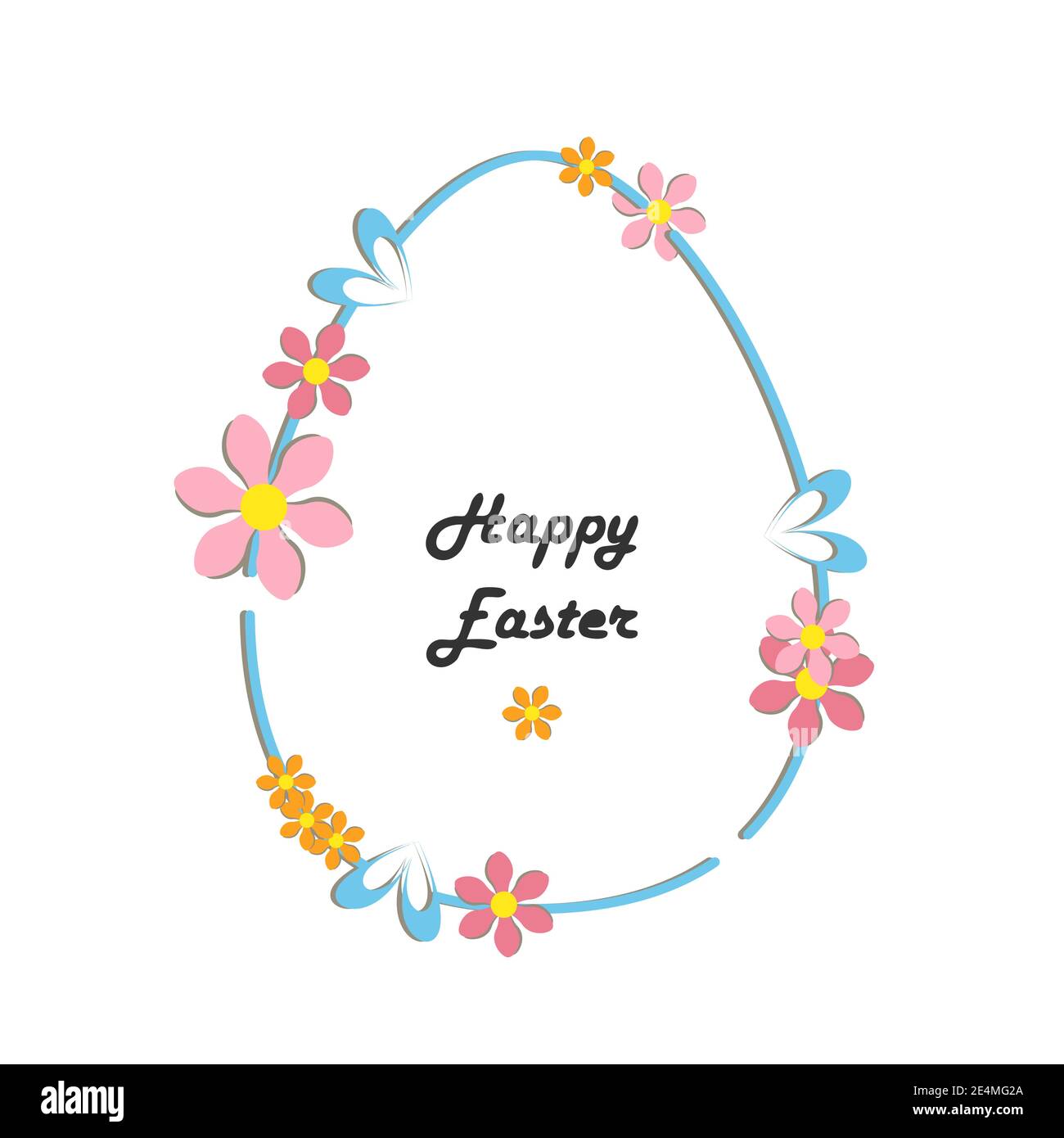 Decorative floral frame. Spring time, Easter concept. White background ...