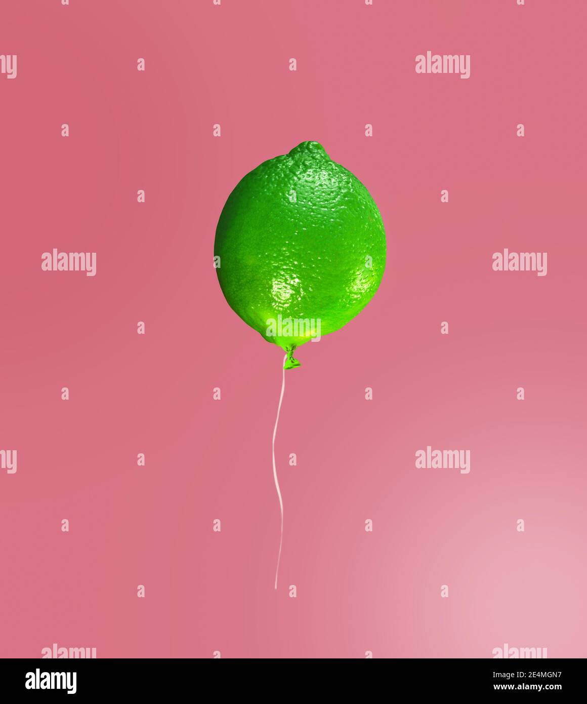 Lime balloon isolated on pink background, tropical fruit concept Stock ...