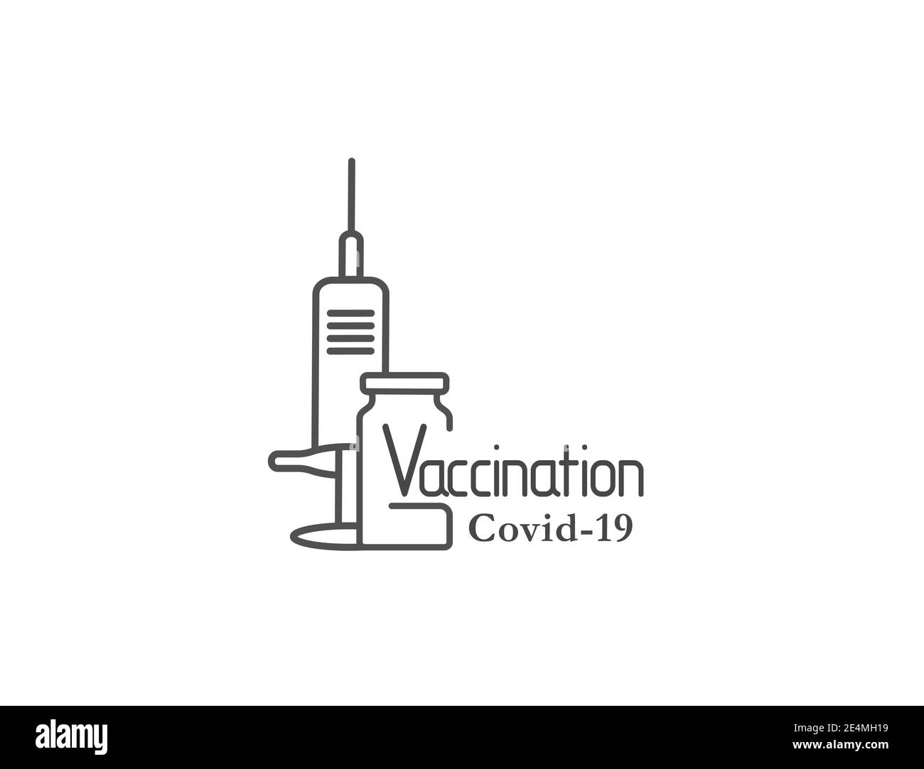 Injection icon drawing in outline style. Contour syringe sign with ...