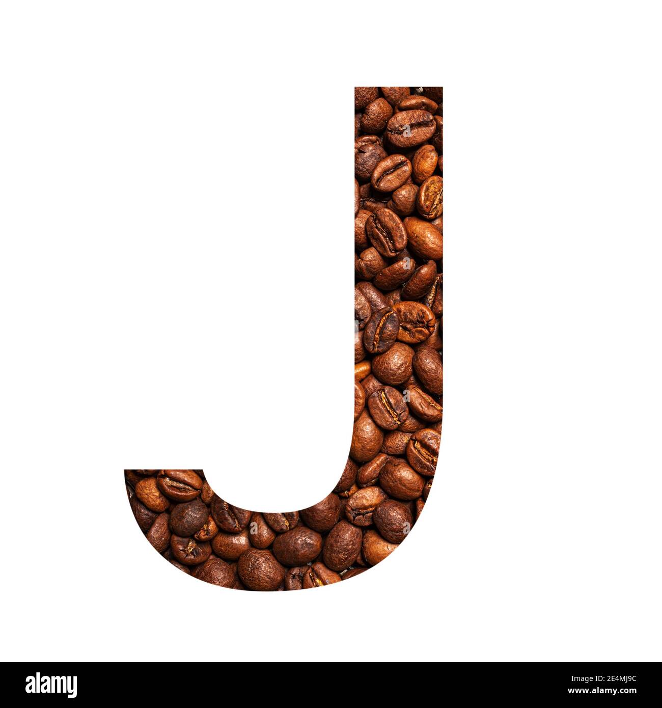 Letter J made from coffee beans isolated on white background Stock ...