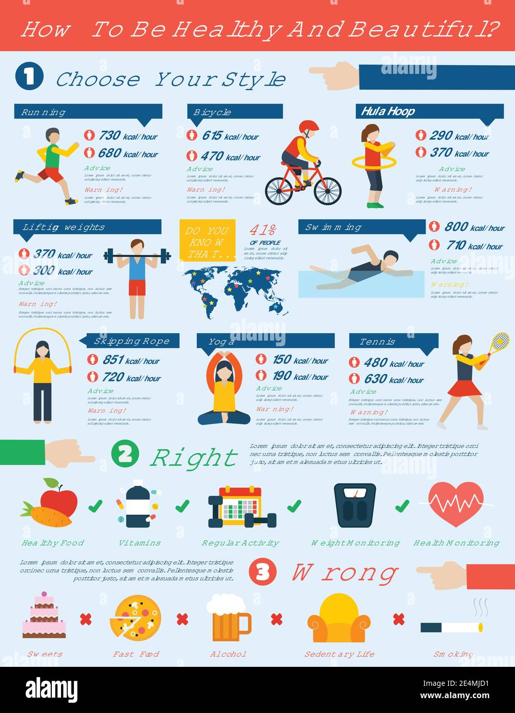 Fitness infographics set with gymnastics and sports training healthy ...