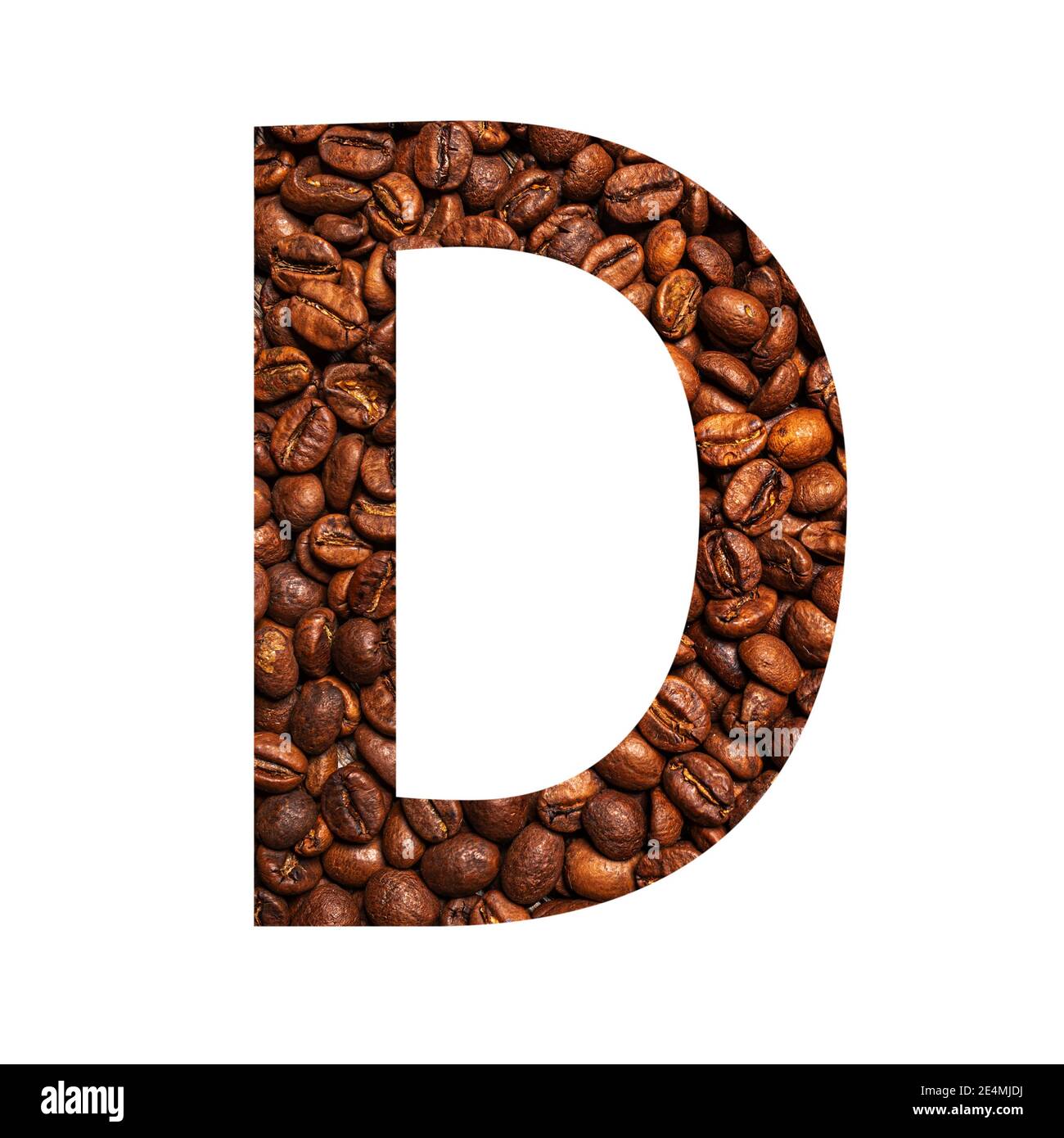 Letter D made from coffee beans isolated on white background Stock ...