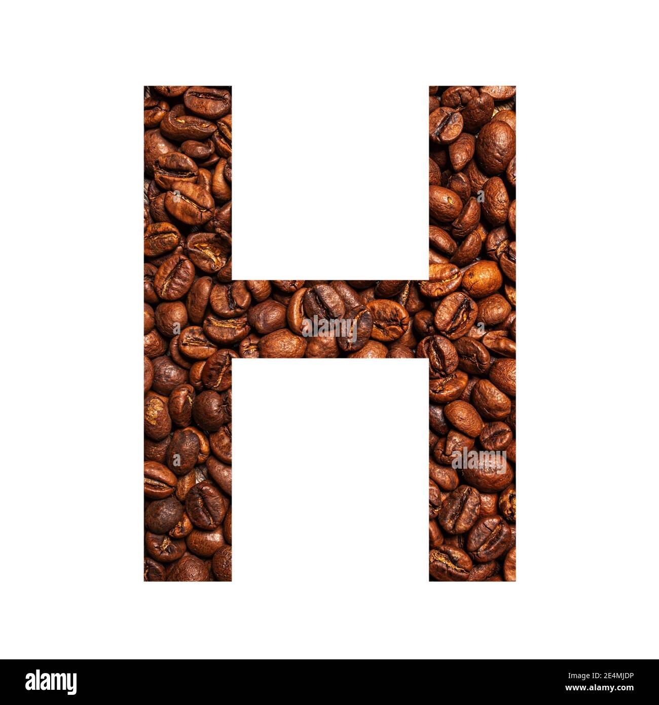 Letter H made from coffee beans isolated on white background Stock ...