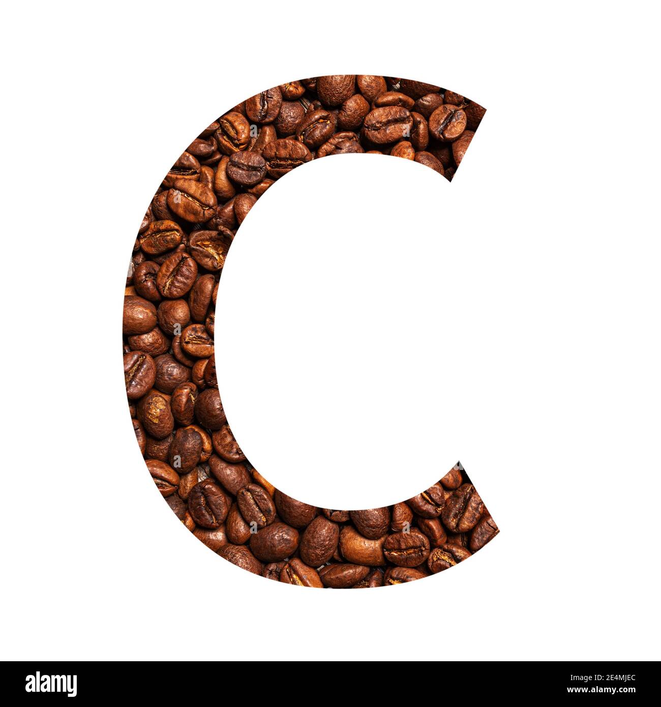 Letter C made from coffee beans isolated on white background Stock ...