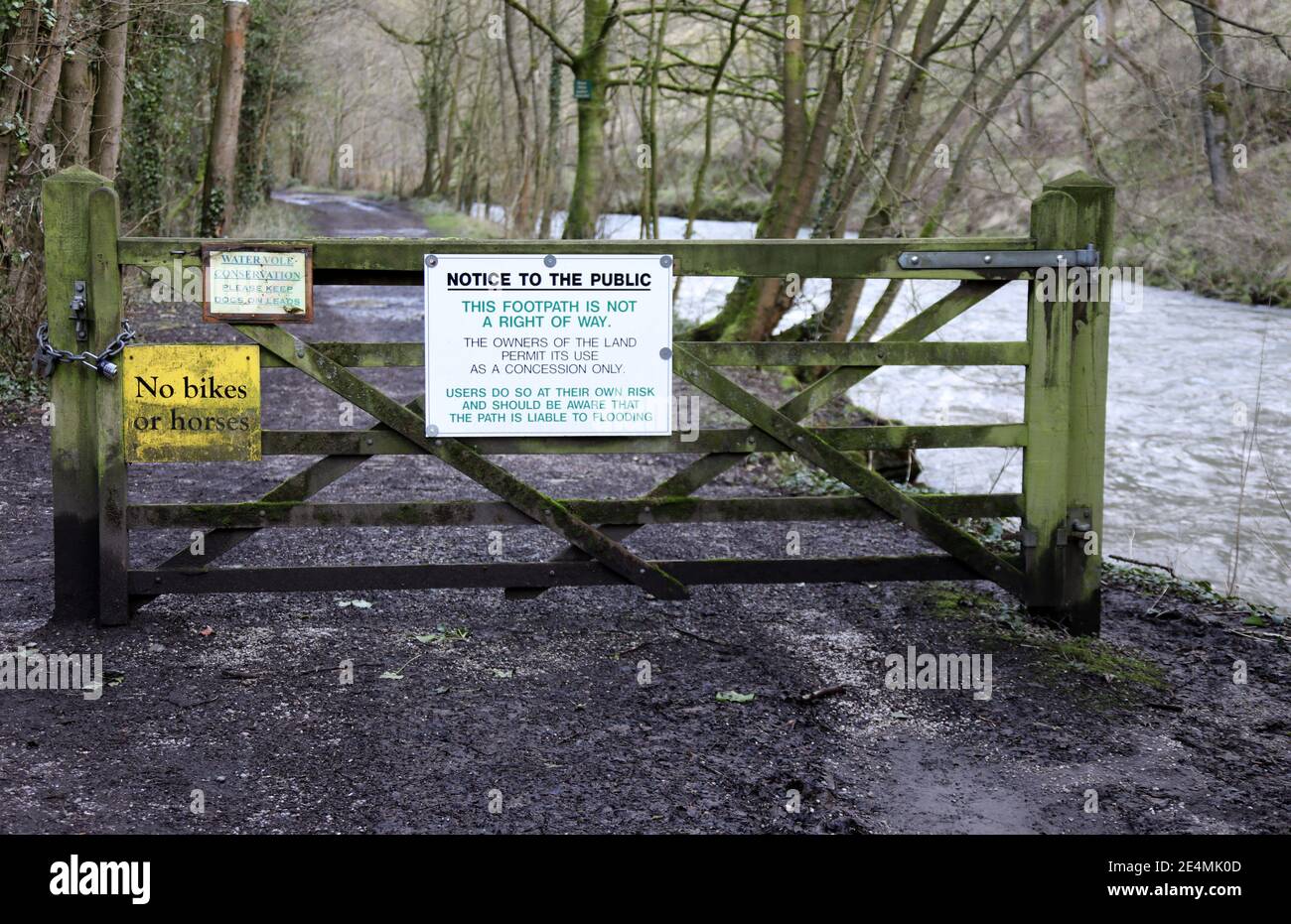 Concessionary footpath by the River Wye at Litton Mill in the Peak ...