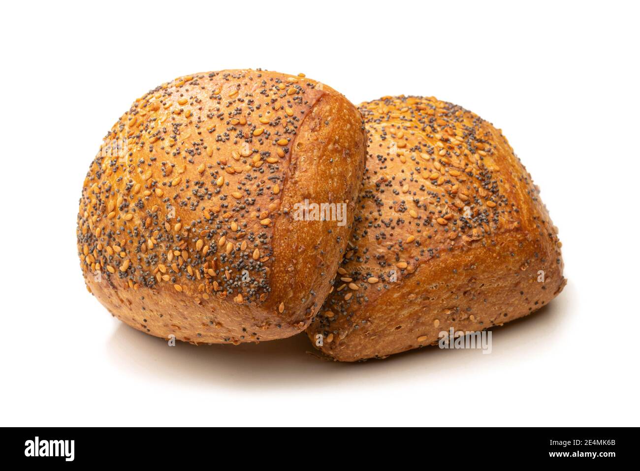 Two multigrain bread rolls isolated against white background Stock ...