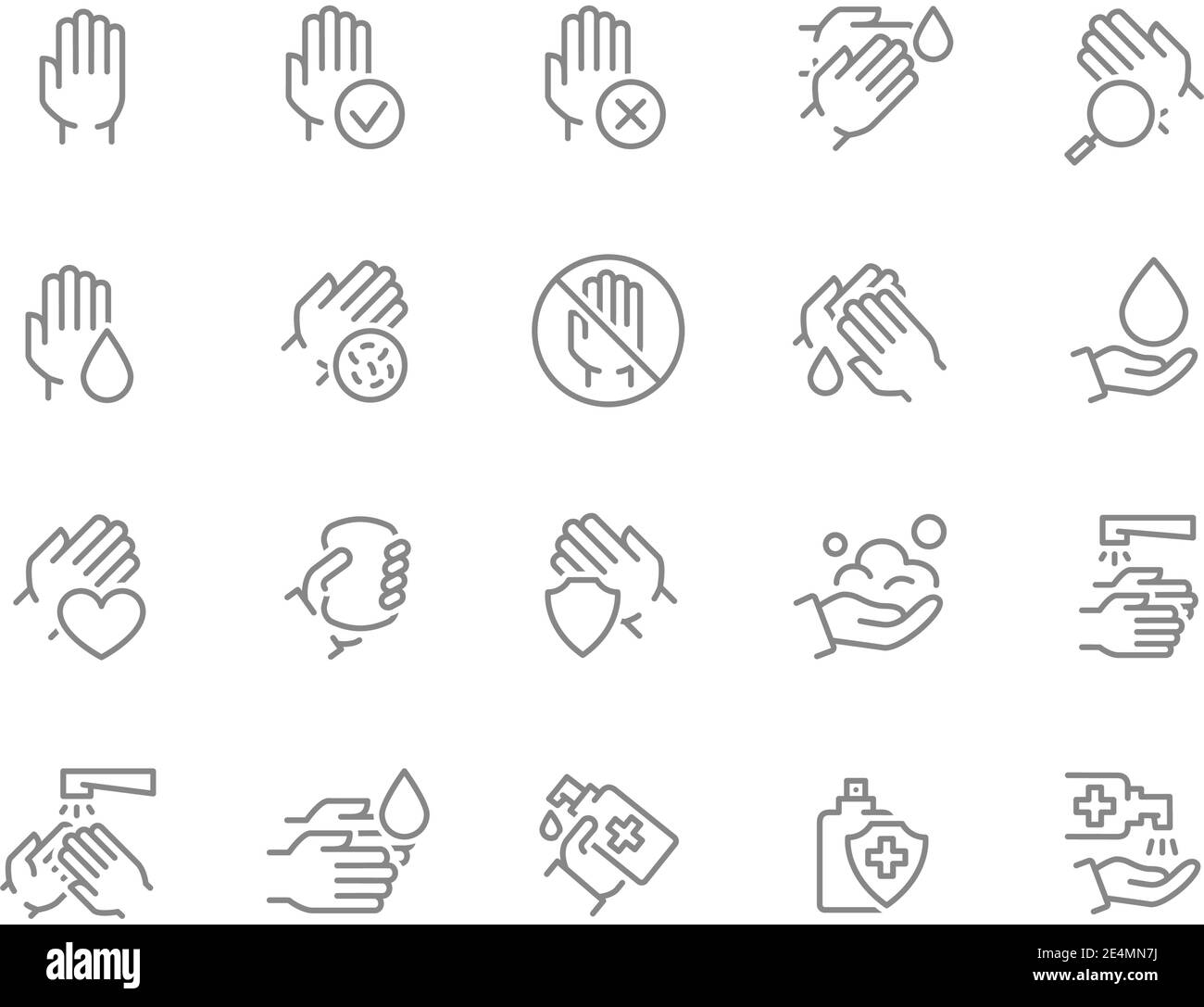 Set of clean hands line icon. Healthy part of the free upper extremity ...