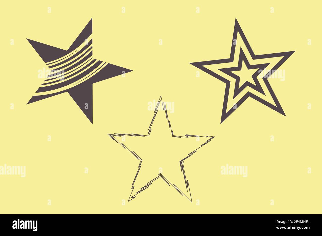 Star icons set. Different decor style star shapes in grey color. Modern ...