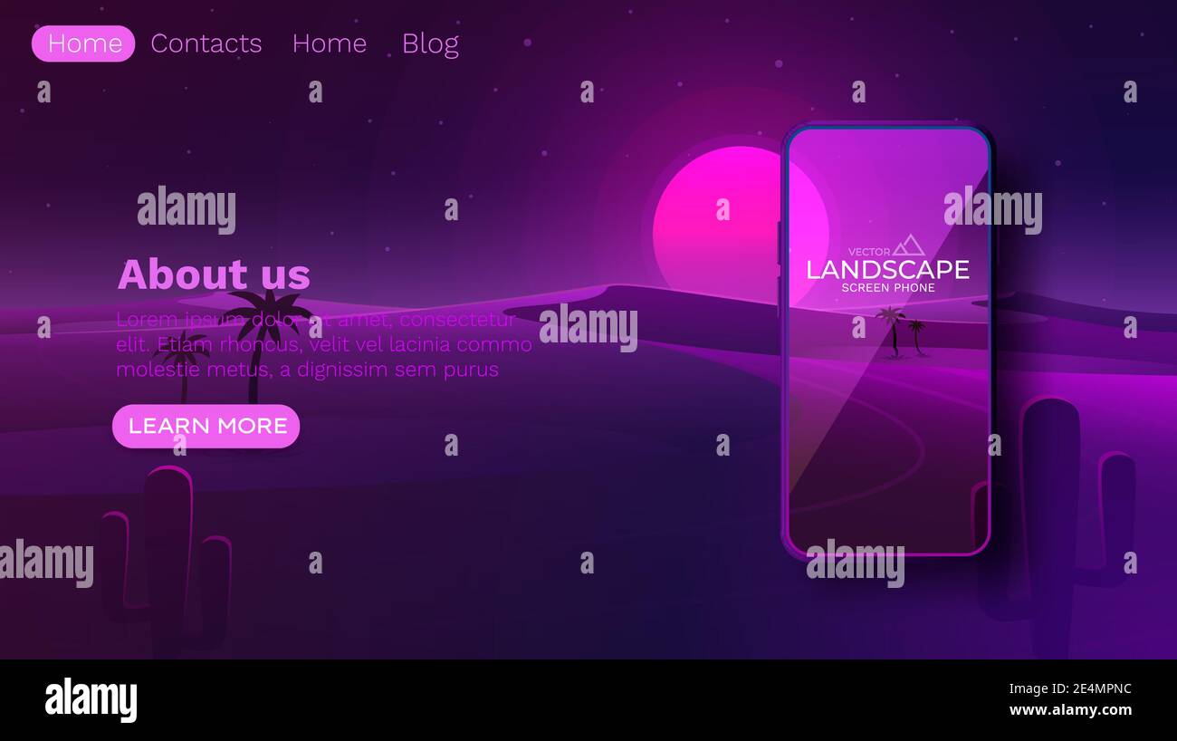 Smartphone mobile screen, desert landscape mobile display. Nature ...