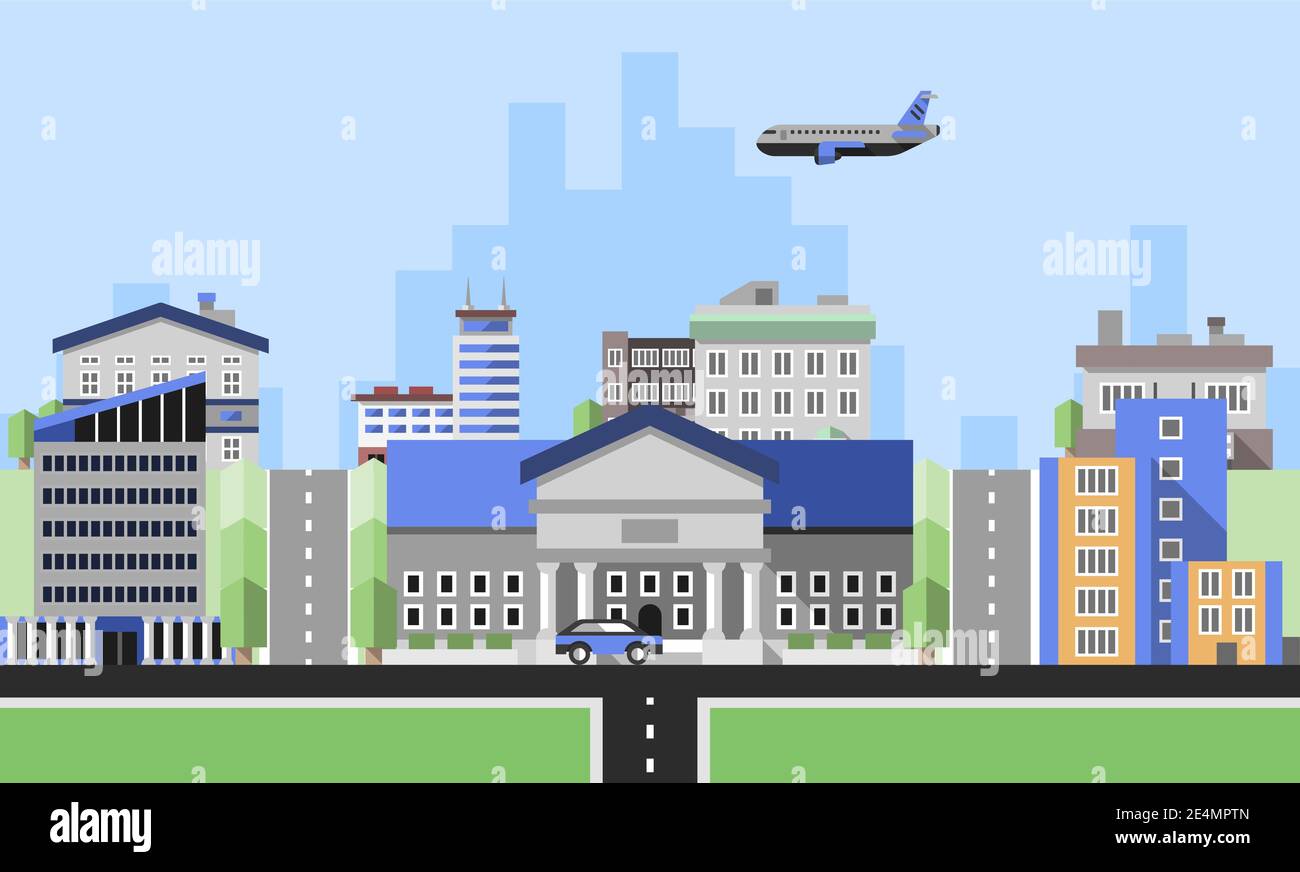 Office buildings background with business corporate city center houses ...