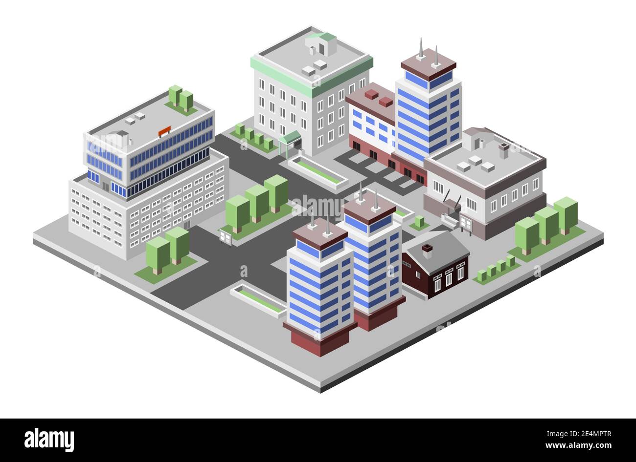 Business center modern 3d urban city office buildings decorative icons ...