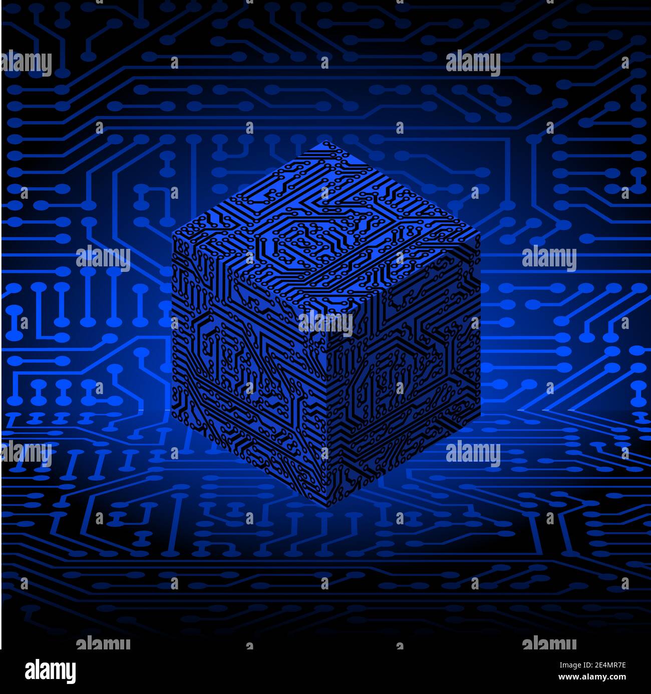 Isometric electronic cube. Background of modern futuristic electronic ...