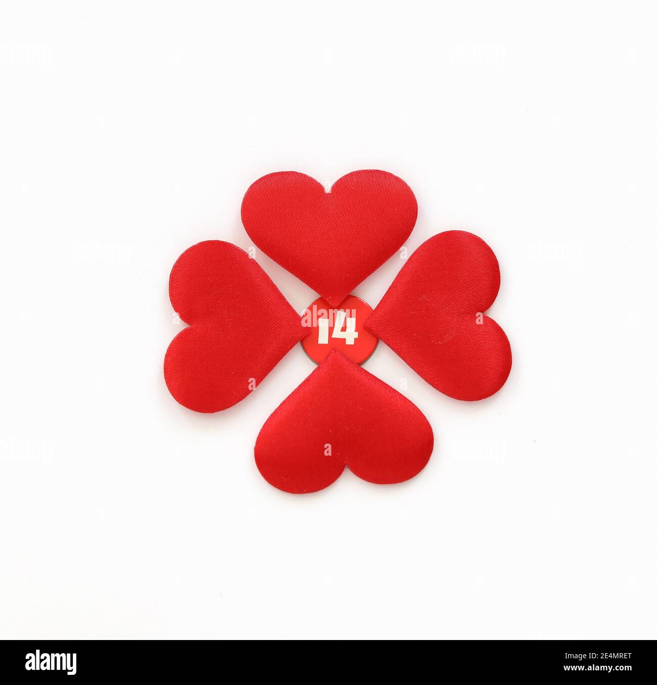 Red hearts pattern with number fourteen in the middle, isolated on ...