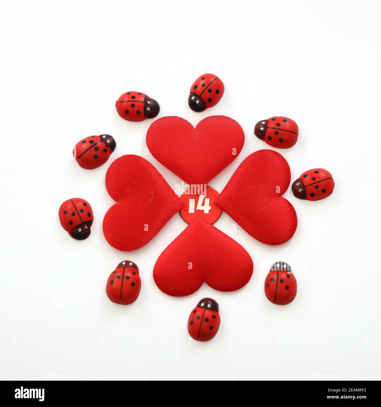Red hearts pattern with number fourteen in the middle, isolated on ...
