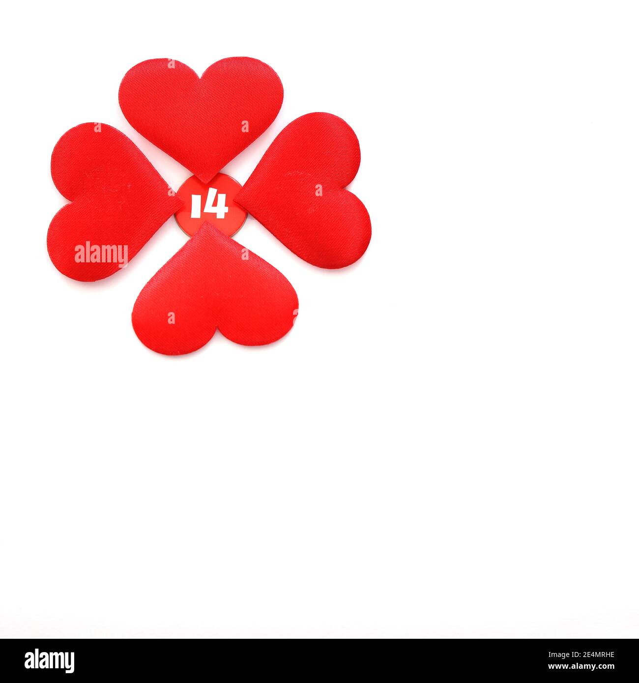 Red hearts on top left corner with number fourteen in the middle, white ...