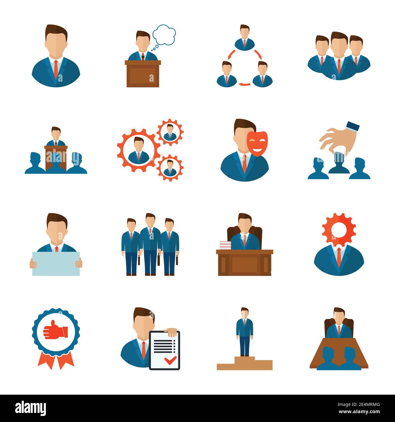 Executive employee people management corporate team flat icons set ...