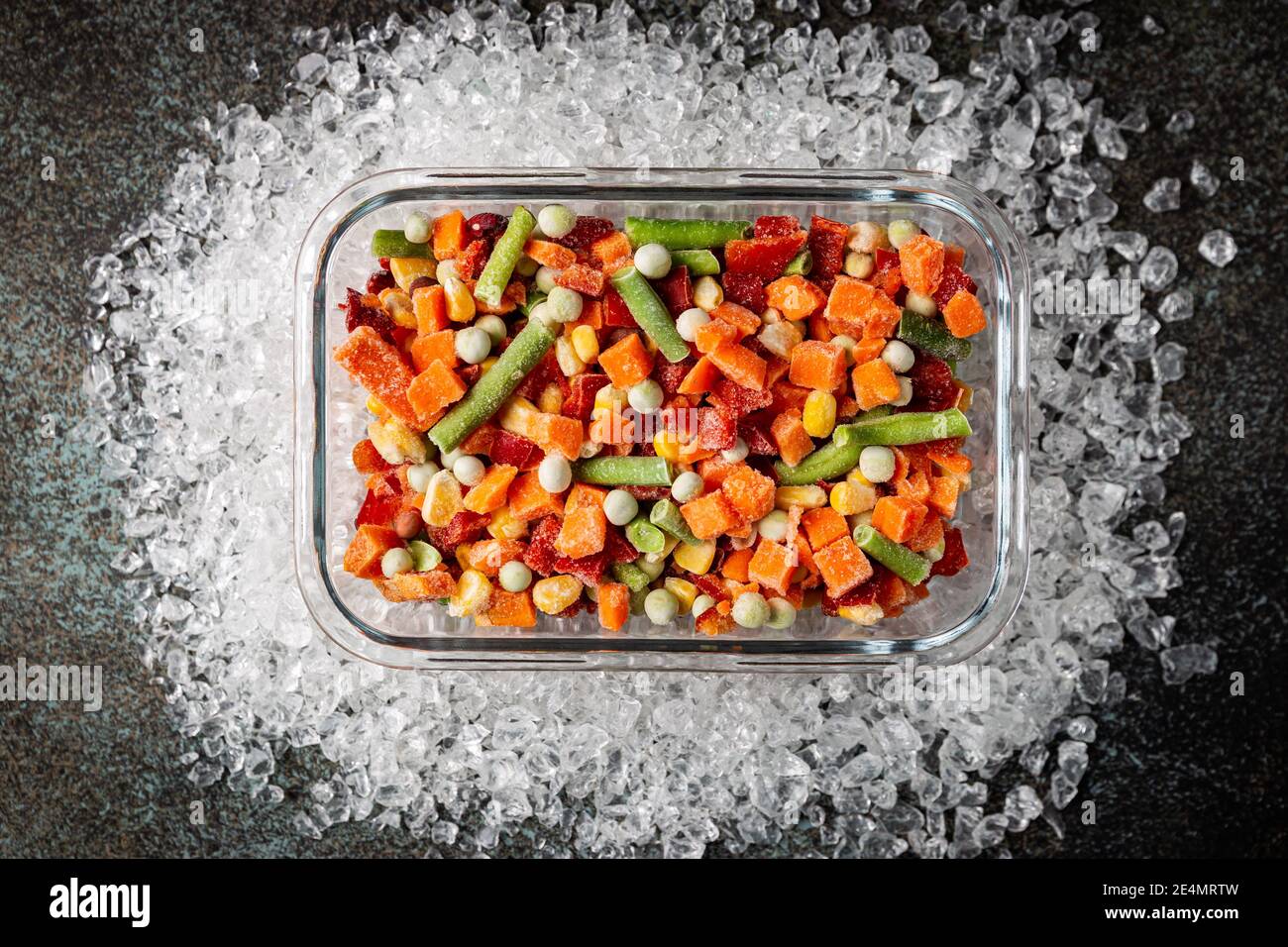 Mixed Frozen various vegetables in a box with ice, top view Stock Photo ...