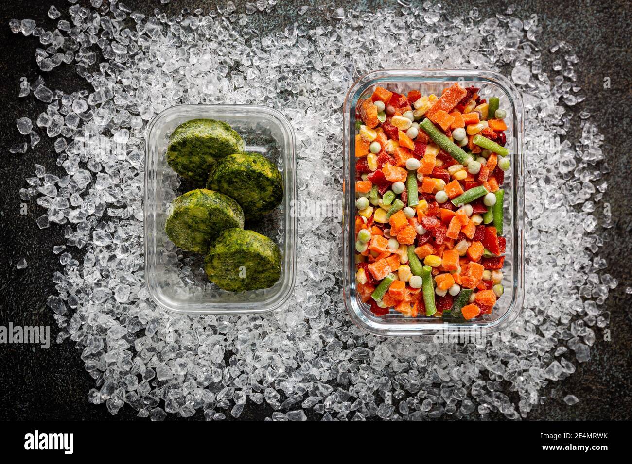 Mixed Frozen various vegetables in a box with ice, top view Stock Photo ...