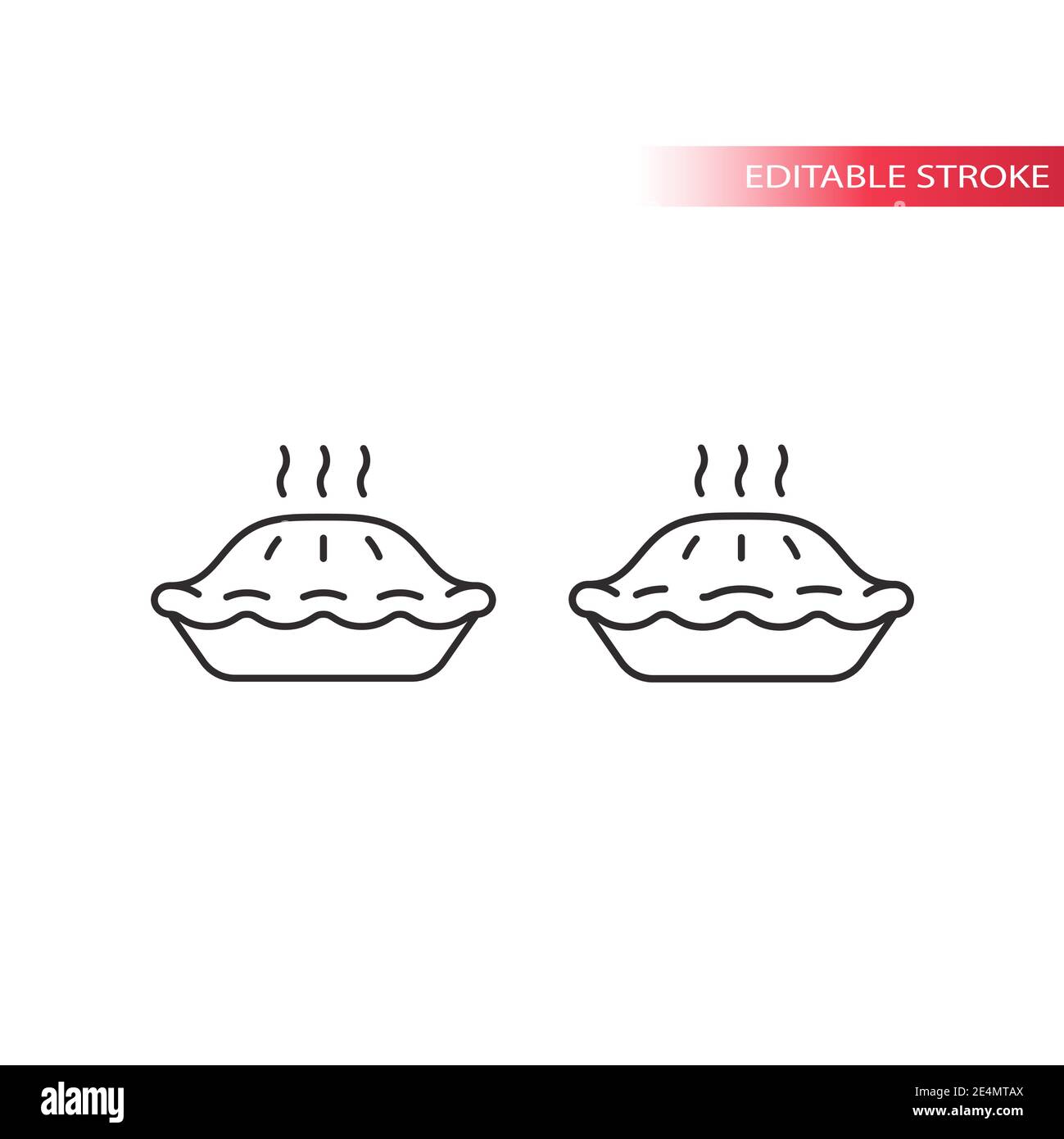 Pie simple vector line icon. Hot pie in platter with steam outline ...