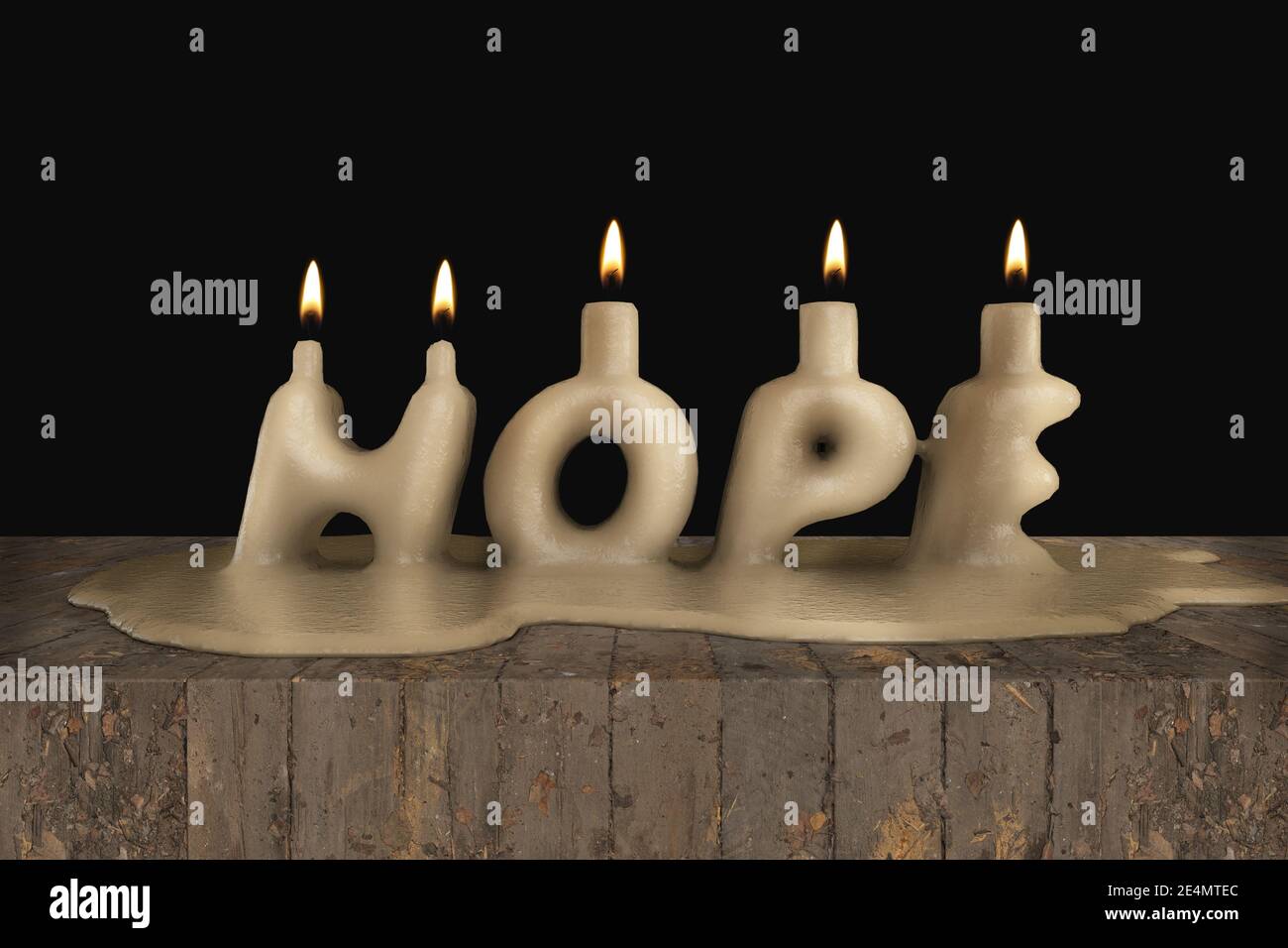 Hope in a shape of candle melting demonstrating lost hope concept. 3D ...
