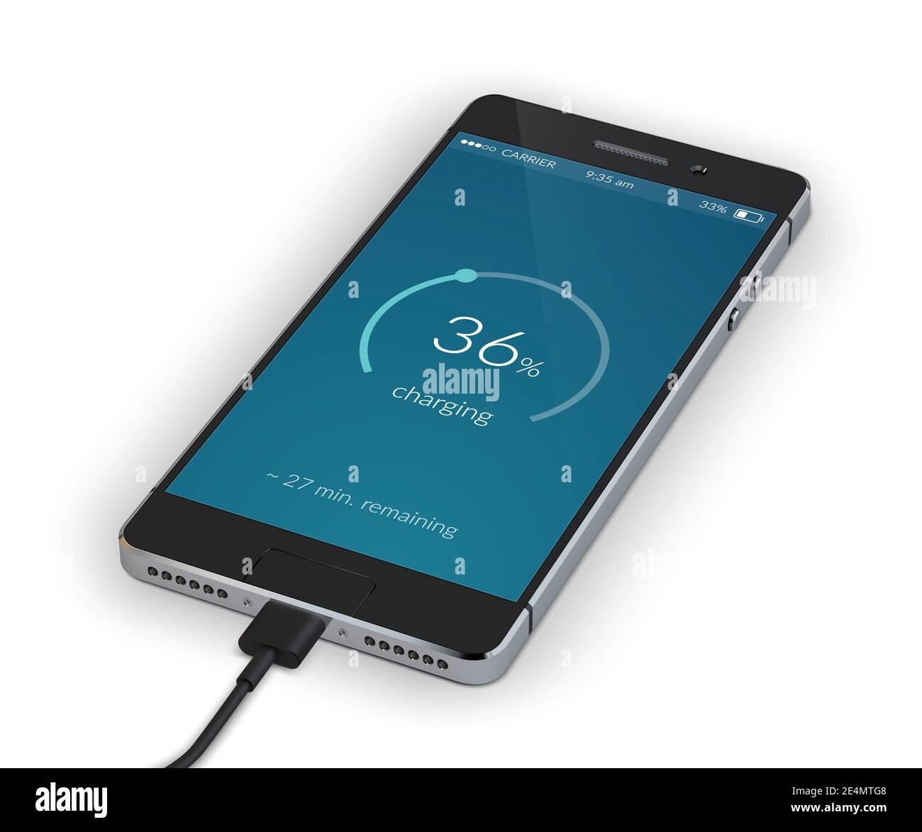 Realistic 3d smartphone mobile device charging isolated on white ...