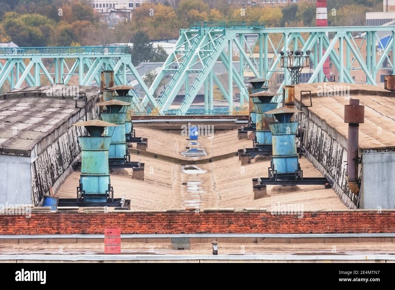 The territory and buildings of a large factory in Moscow Stock Photo ...