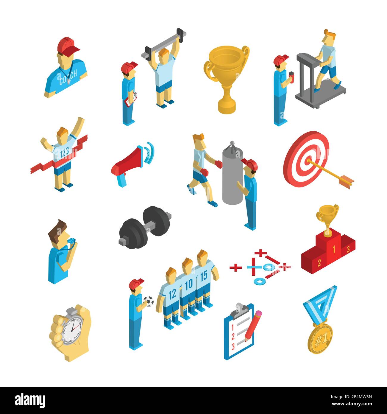 Coaching athlete performance sport decorative icon isometric set ...