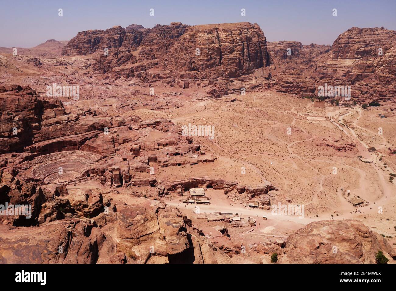Stunning view of the amphitheater and cityscape of Petra Stock Photo ...