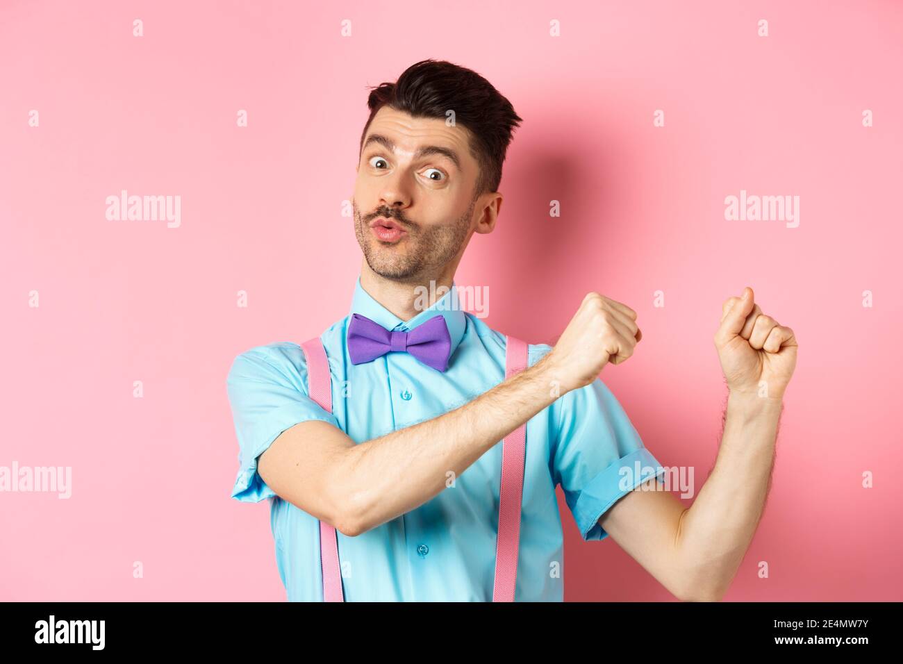 Image of funny guy dancing and celebrating holiday, enjoying party ...