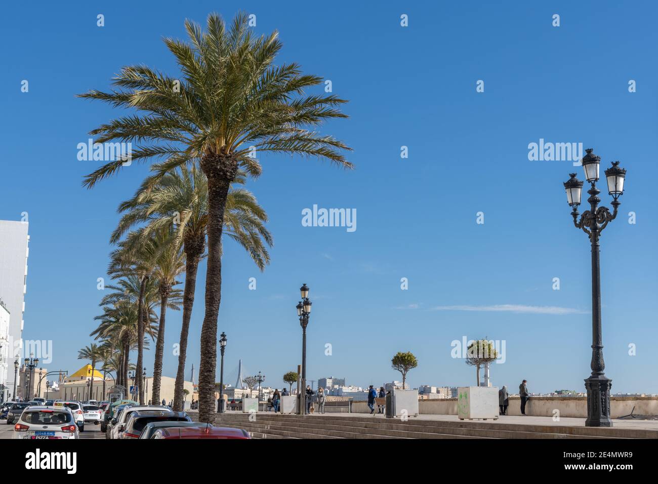 Cadiz, Spain - 16 January, 2021: view of the Avenida Campo del Sur and ...