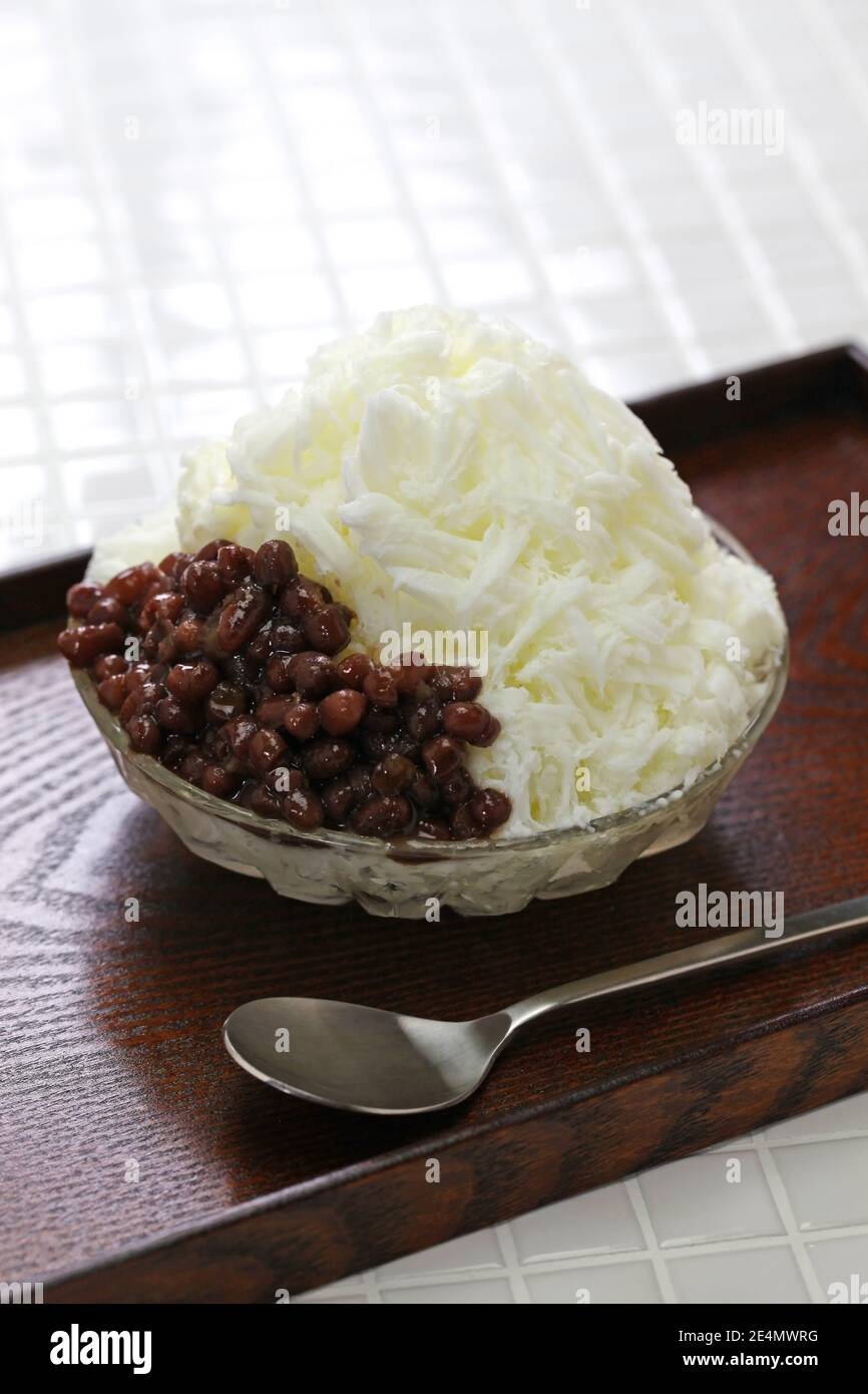 homemade taiwanese snow shaved ice with adzuki beans Stock Photo - Alamy