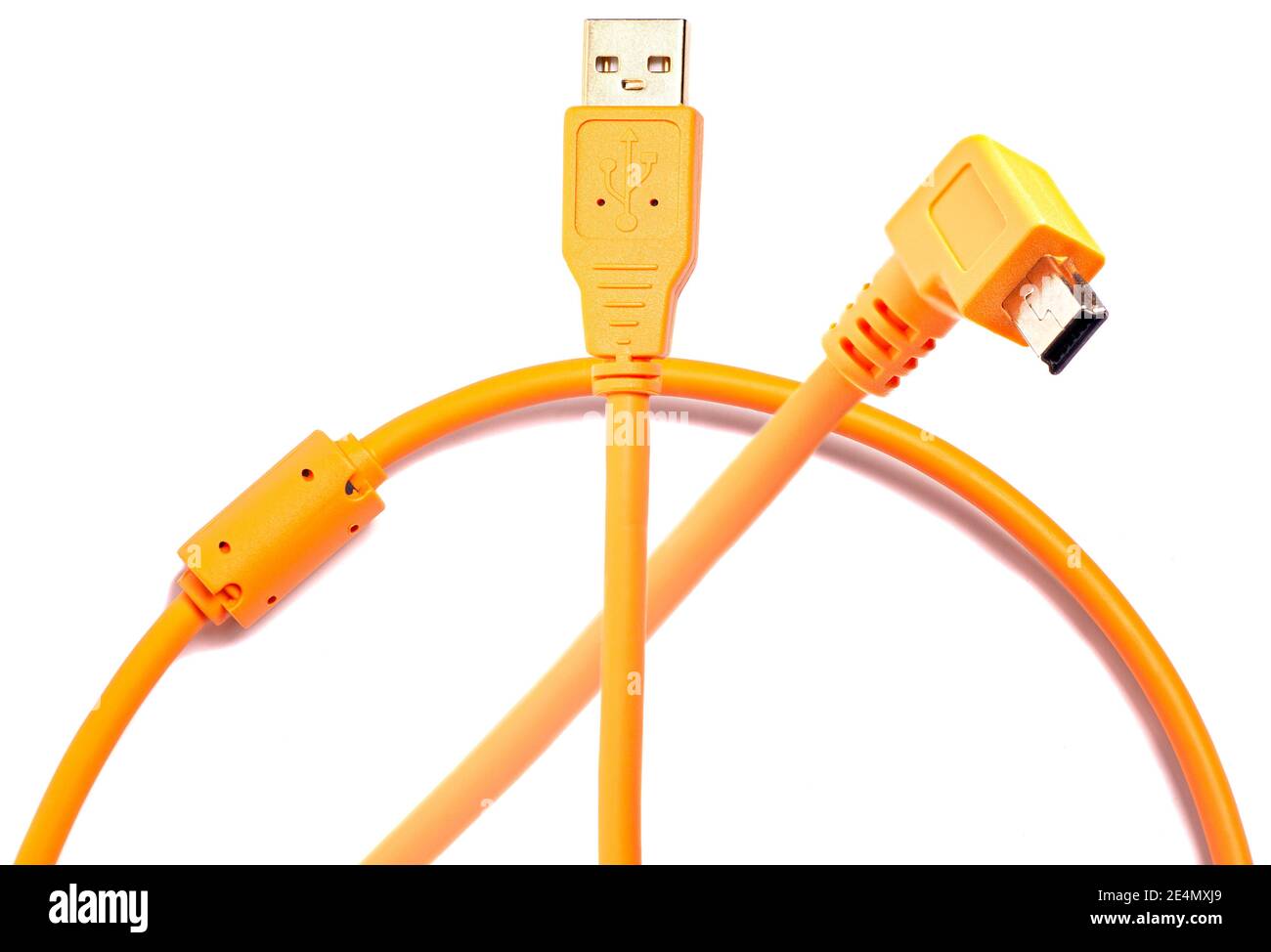 Orange USB cable isolated on white background Stock Photo - Alamy
